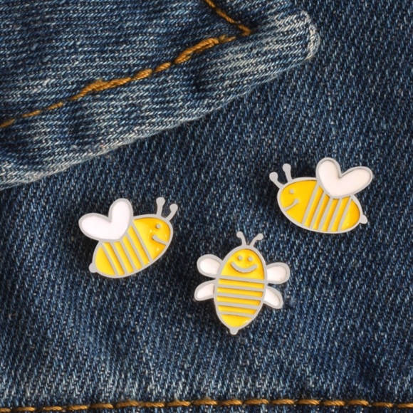 Accessories | New 3 Piece Bee Set Of Thick Cartoon Enamel Pins | Poshmark